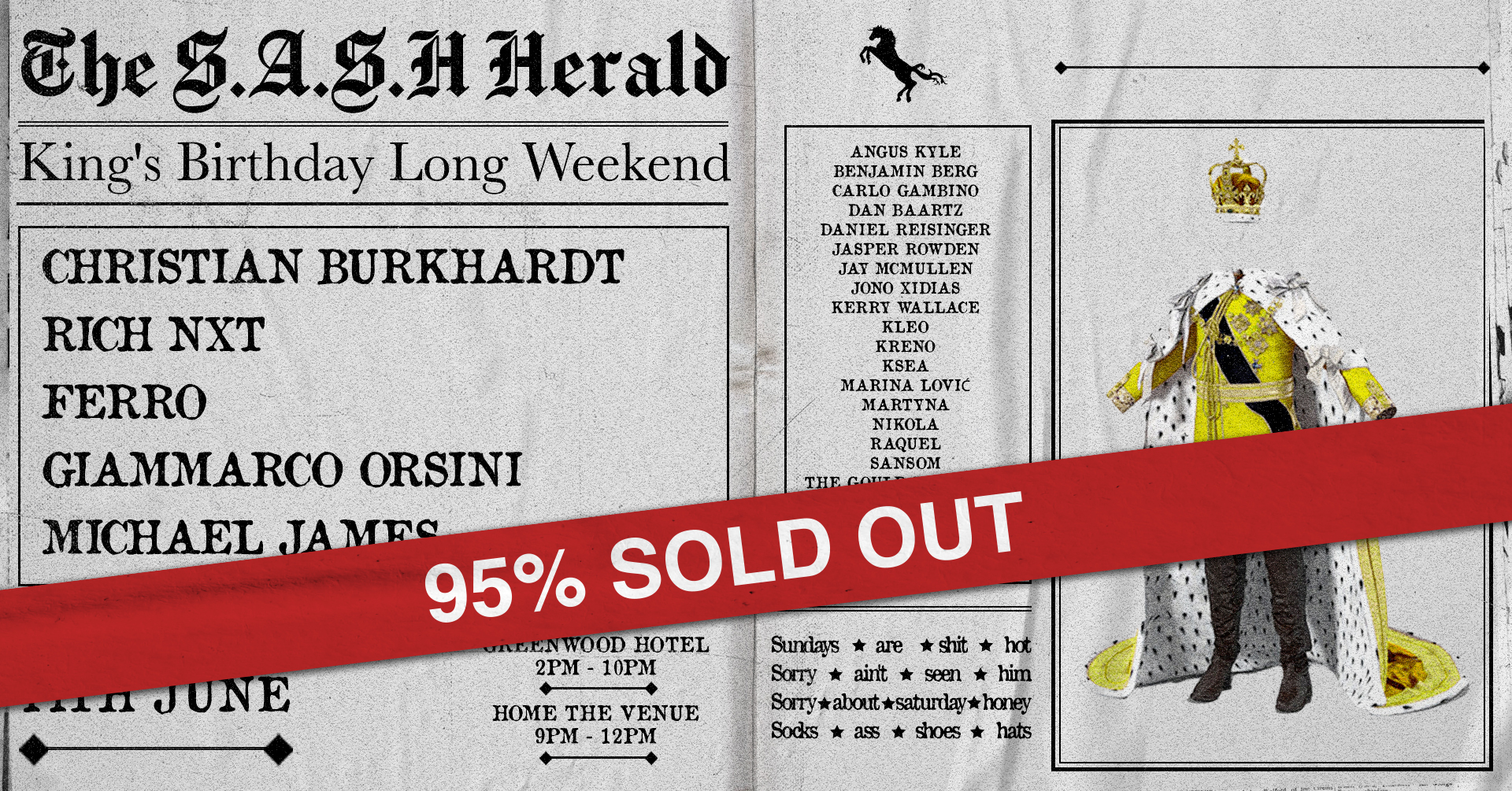 S.A.S.H By Day & Night ★ King’s Birthday Long Weekend ★ Sunday 11th ...