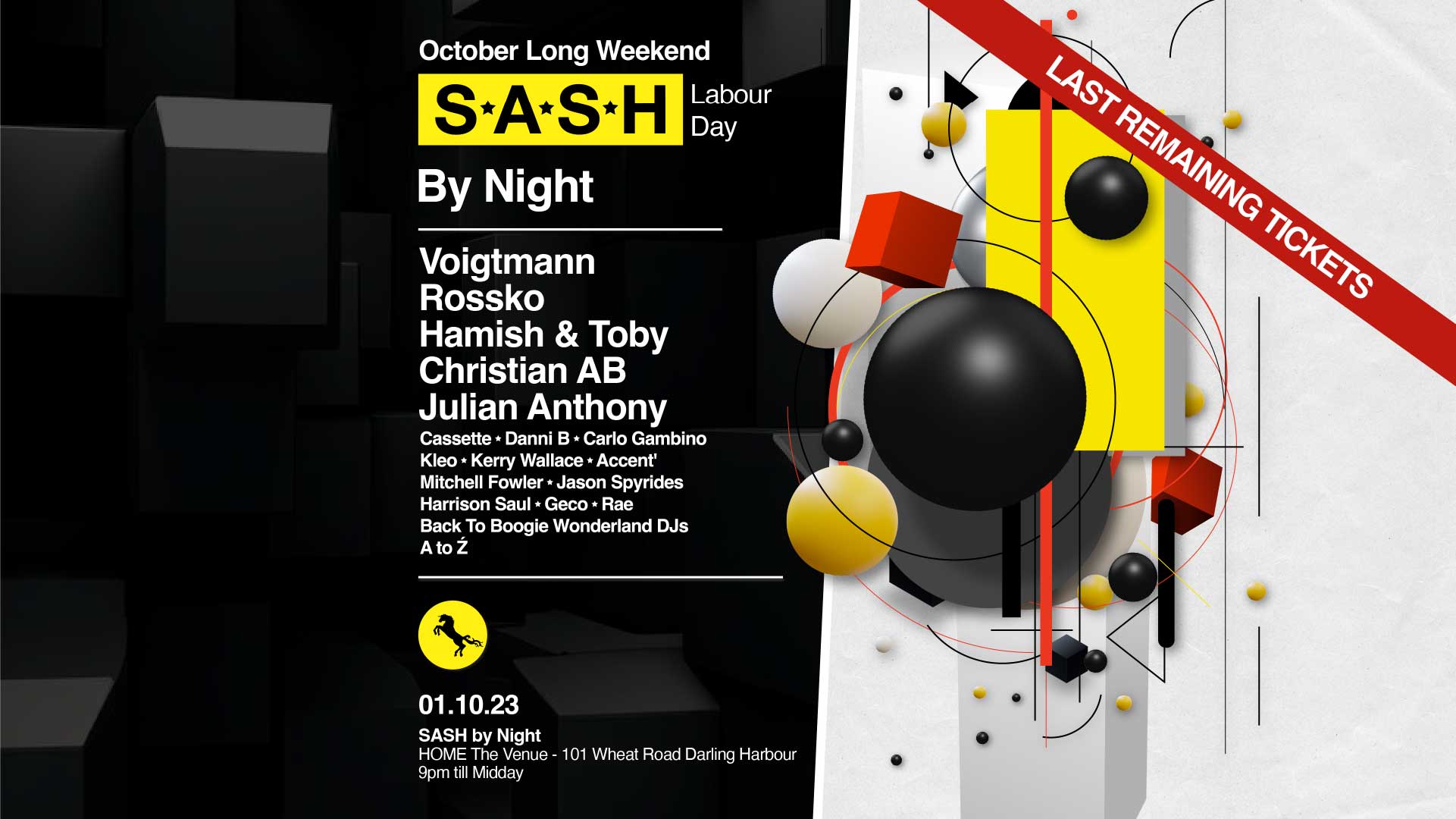 S.A.S.H By Night ★ October Long Weekend ★ 1st October ★ | S.A.S.H